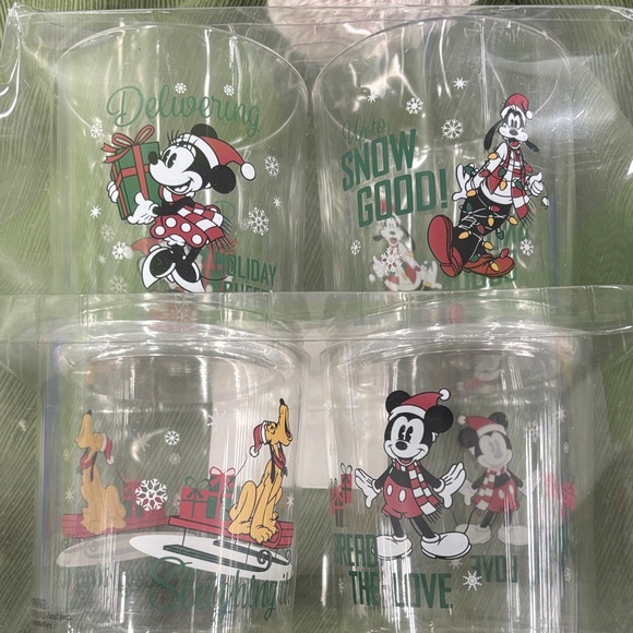 Disney | Dining | Mickey Mouse New Disney Festive Glass Set With Red ...
